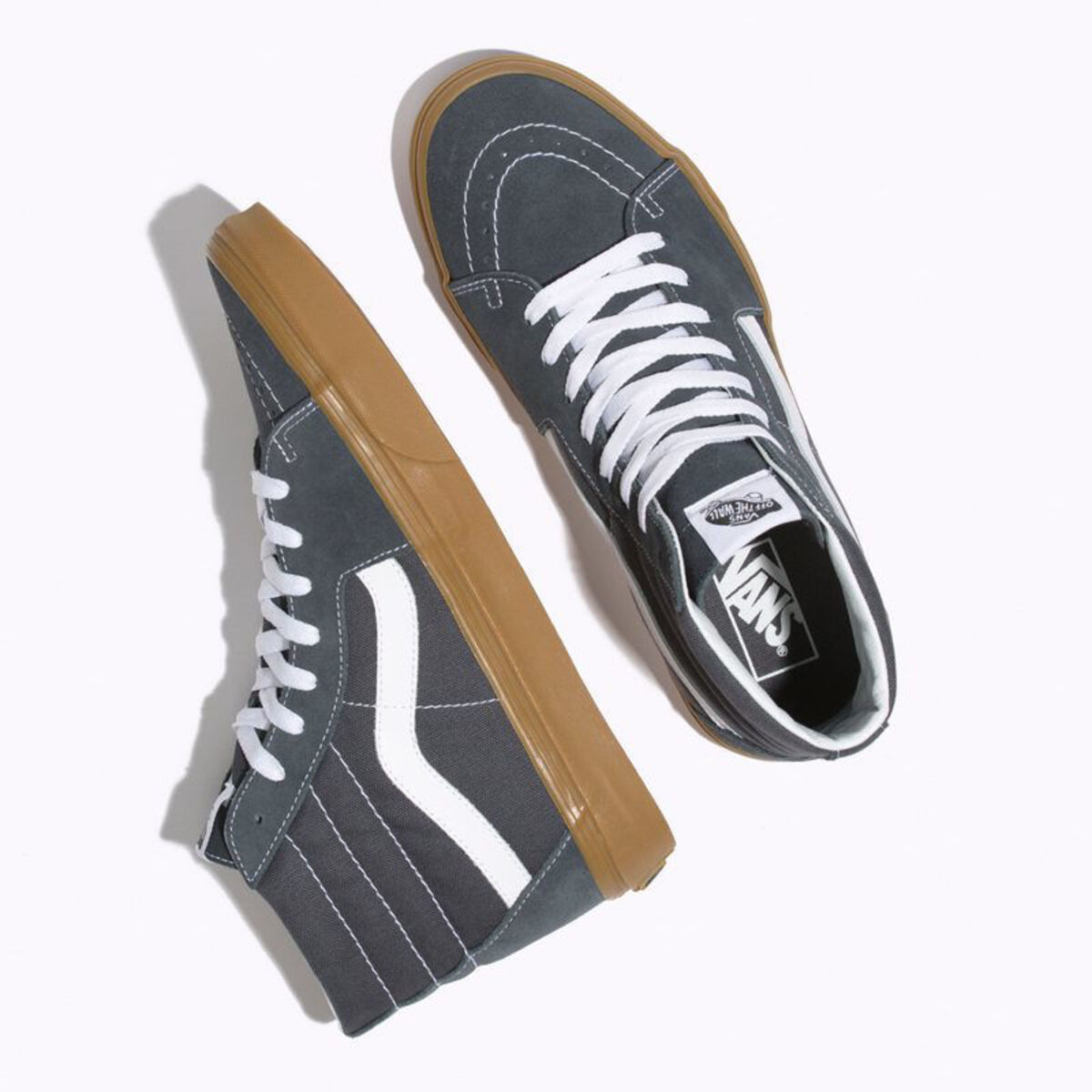CALZADO VANS OLD SKOOL SK8 HI AZUL SUELA MARRON Cod:vn0a38gevs7 - Vans ...
